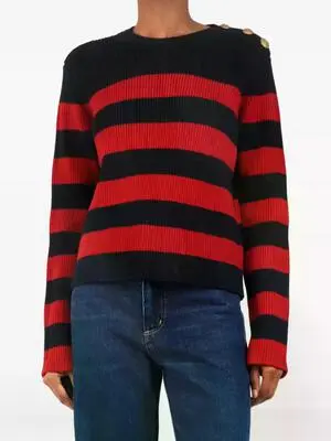 Red Valentino Striped Button-detail Sweater - Red
