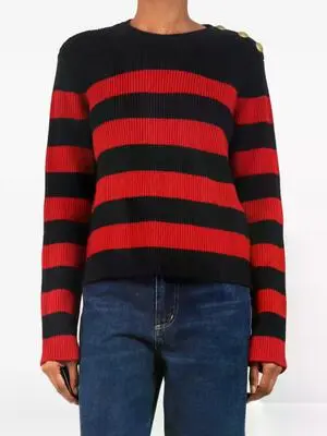 Red Valentino Striped Button-detail Sweater