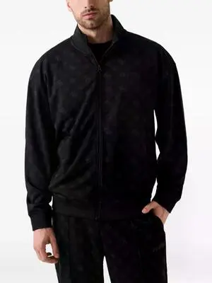 Guess Logo-monogram Zip-up Jacket - Black