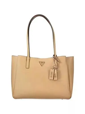 Guess Noelle Logo-plaque Saffiano-effect Tote Bag - Neutrals