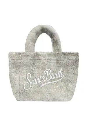 MC2 SAINT BARTH Mini Vanity Soft Bag In Faux Fur With Logo Embroidery