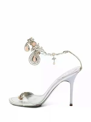 Rene Caovilla Crystal-embellished Ankle-strap Sandals - Silver