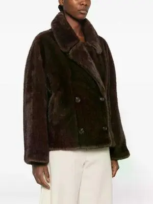 SWORD 6644 Double-breasted Faux-fur Coat