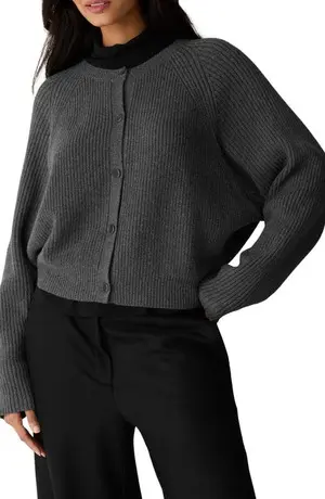 Eileen Fisher Organic Cotton & Recycled Cmere Cardigan - Ash