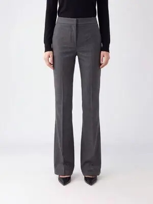 Blumarine Mid-rise Flared Trousers In Wool Blend - Grey