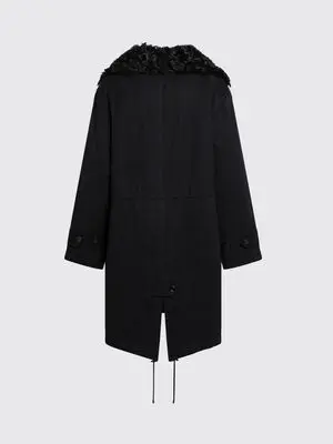 TOTEME Double-breasted Knee-length Cotton Coat With Fur Collar