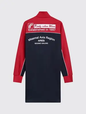 MAISON MARGIELA High-neck Slogan-print Jersey Sweatshirt Mini Dress - Blue 1