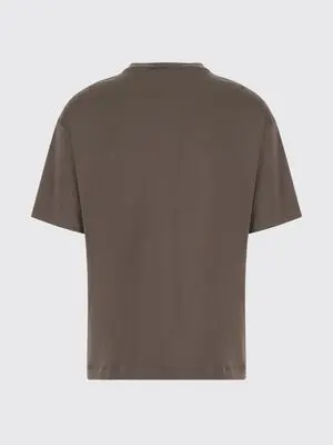 Giorgio Armani Crewneck T-shirt In Cotton And Modal With Contrast Logo