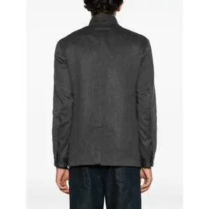 Zegna Grey Coats Single Breasted Coats