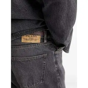 Prada Grey Denim Regular & Straight-leg Jeans - Gray