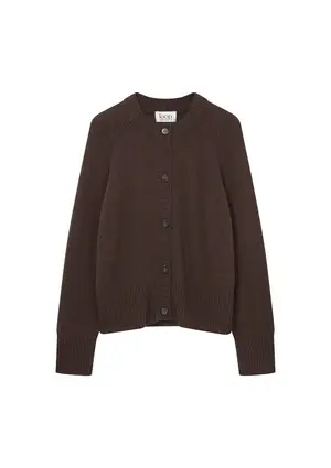 LOOP CASHMERE The Luxe Crew Cardigan In Americano - Brown