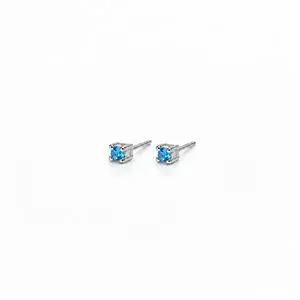 THE JEWELLERY STORE LONDON Blue Quartz Tiny Studs In Sterling Silver