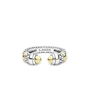 Lagos Sterling & 18k Yellow Gold Signature Caviar Mini Versa Stack Ring