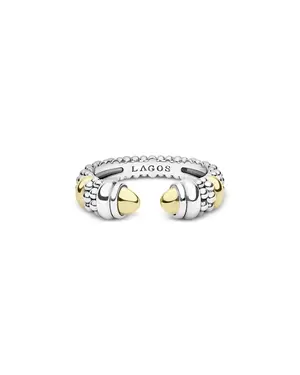 Lagos Sterling & 18k Yellow Gold Signature Caviar Mini Versa Stack Ring