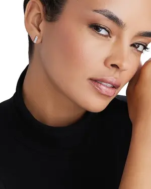 Lagos Sterling Caviar Spark Diamond Linear Stud Earrings