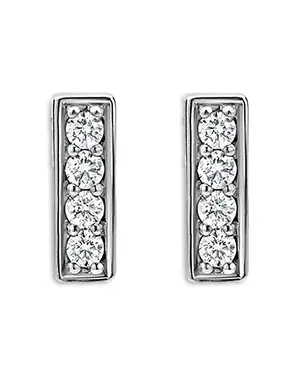 Lagos Sterling Caviar Spark Diamond Linear Stud Earrings