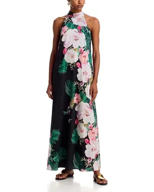 Kobi Halperin Misha Printed Halter Neck Maxi Dress - Black Multi