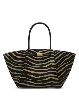 DEMELLIER New York Calf Hair Belted Tote - Zebra Effect/black