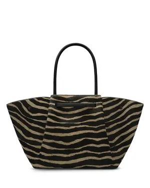 DEMELLIER New York Calf Hair Belted Tote - Zebra Effect/black