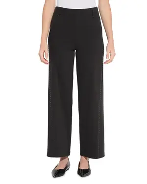 Lyssé Erin Cotton Stretch Studded Seam Wide Leg Pants