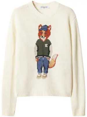Maison Kitsuné Intarsia Fox Sweater - Ecru