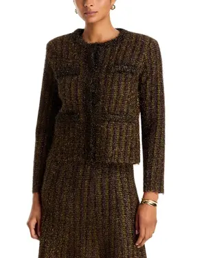 Veronica Beard Keziah Metallic Knit Jacket