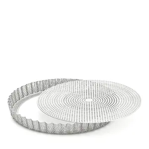 DE BUYER 11 Perforated Stainless Steel Round Tart/pie Mold With Removable Bottom - Silver