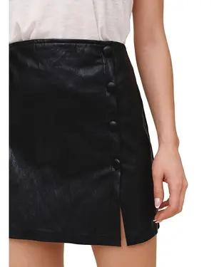 Bella Dahl Faux Leather Asymmetric Button Mini Skirt