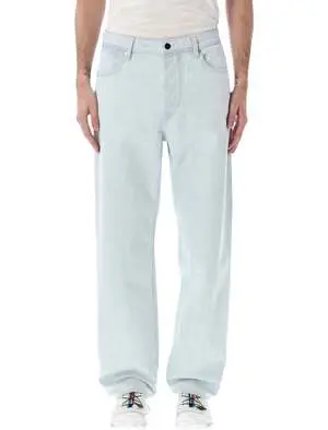 Stone Island Research Badge Loose Fit Five-pocket Jeans With Concealed Button Fly