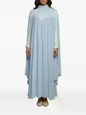 Lichi Lace-trim Cape-sleeve Maxi Dress