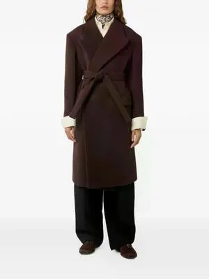 TOD'S Belted Leather-trim Coat