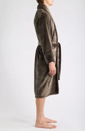 Daniel Buchler Plush Heathered Robe - Hickory
