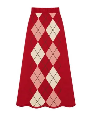 Chinti & Parker Wool-cashmere Argyle Skirt - Red