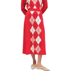Chinti & Parker Wool-cashmere Argyle Skirt - Red