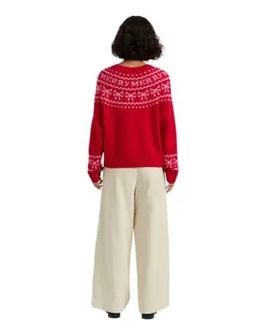 Chinti & Parker Wool-cashmere Let's Be Merry Sweater - Red