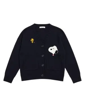 Chinti & Parker Wool-cashmere Snoopy Peek Pocket Cardigan - Navy