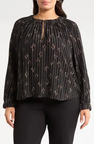NIC+ZOE Diamond Lurex Top - Black Multi