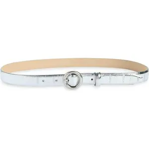 Rag & Bone Mia Leather Skinny Belt - Silver Eel