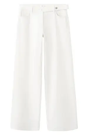 Mango Belted Low Waist Straight Leg Jeans - White
