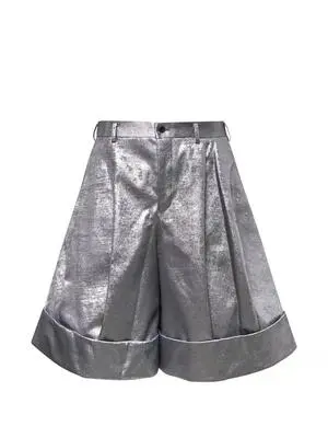 Comme Des Garçons Metallic-effect Pleated Shorts