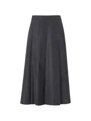 SLOWEAR Pleated Wool Midi A-line Skirt - Grey