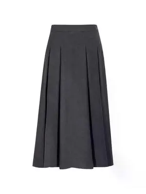SLOWEAR Pleated Wool Midi A-line Skirt