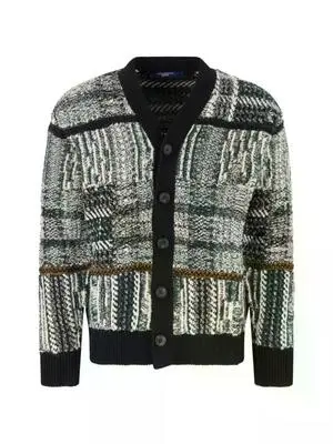 Junya Watanabe Checked Intarsia-knit Cardigan - Black