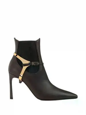 SERGIO ROSSI Spur Leather Ankle Boots - Brown