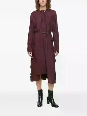 Plan C Ruffled Belted Midi Dress