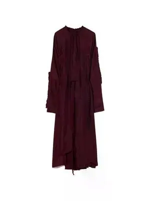 Plan C Ruffled Belted Midi Dress - Red