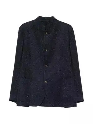 Eleventy Herringbone Mandarin-collar Jacket - Blue
