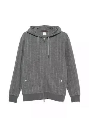 Eleventy Pinstripe-pattern Zip-up Hoodie - Grey