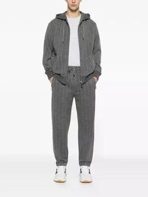 Eleventy Pinstripe-pattern Zip-up Hoodie