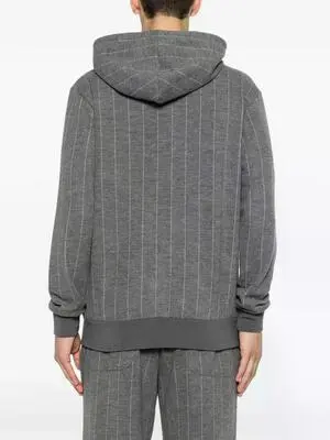 Eleventy Pinstripe-pattern Zip-up Hoodie